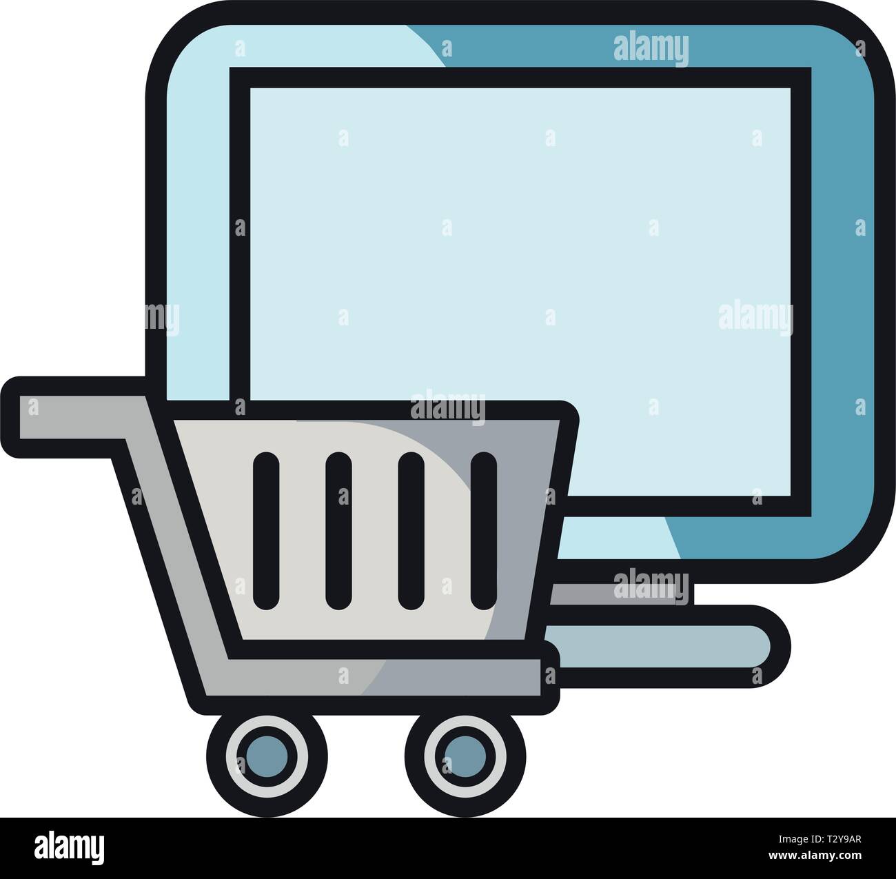 online shopping cart and computer vector illustration Stock Vector ...