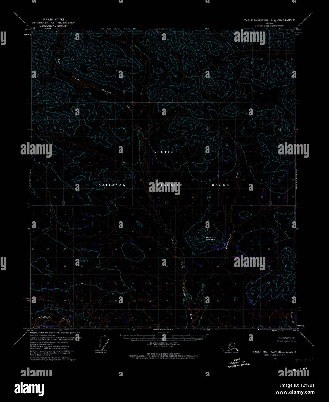 USGS TOPO Map Alaska AK Table Mountain B-4 359468 1972 63360 Inverted ...