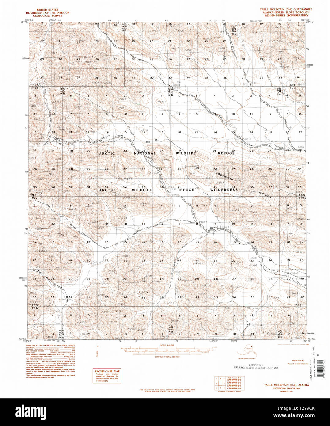 USGS TOPO Map Alaska AK Table Mountain C-4 359475 1983 63360 ...
