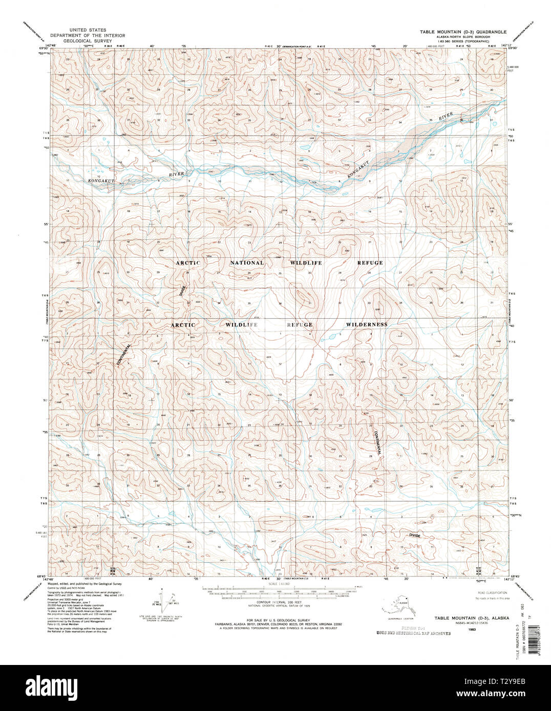 USGS TOPO Map Alaska AK Table Mountain D-3 359480 1983 63360 ...