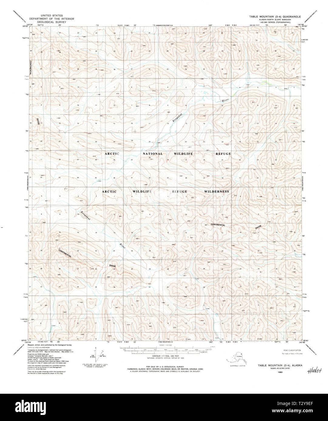 USGS TOPO Map Alaska AK Table Mountain D-4 359482 1983 63360 ...