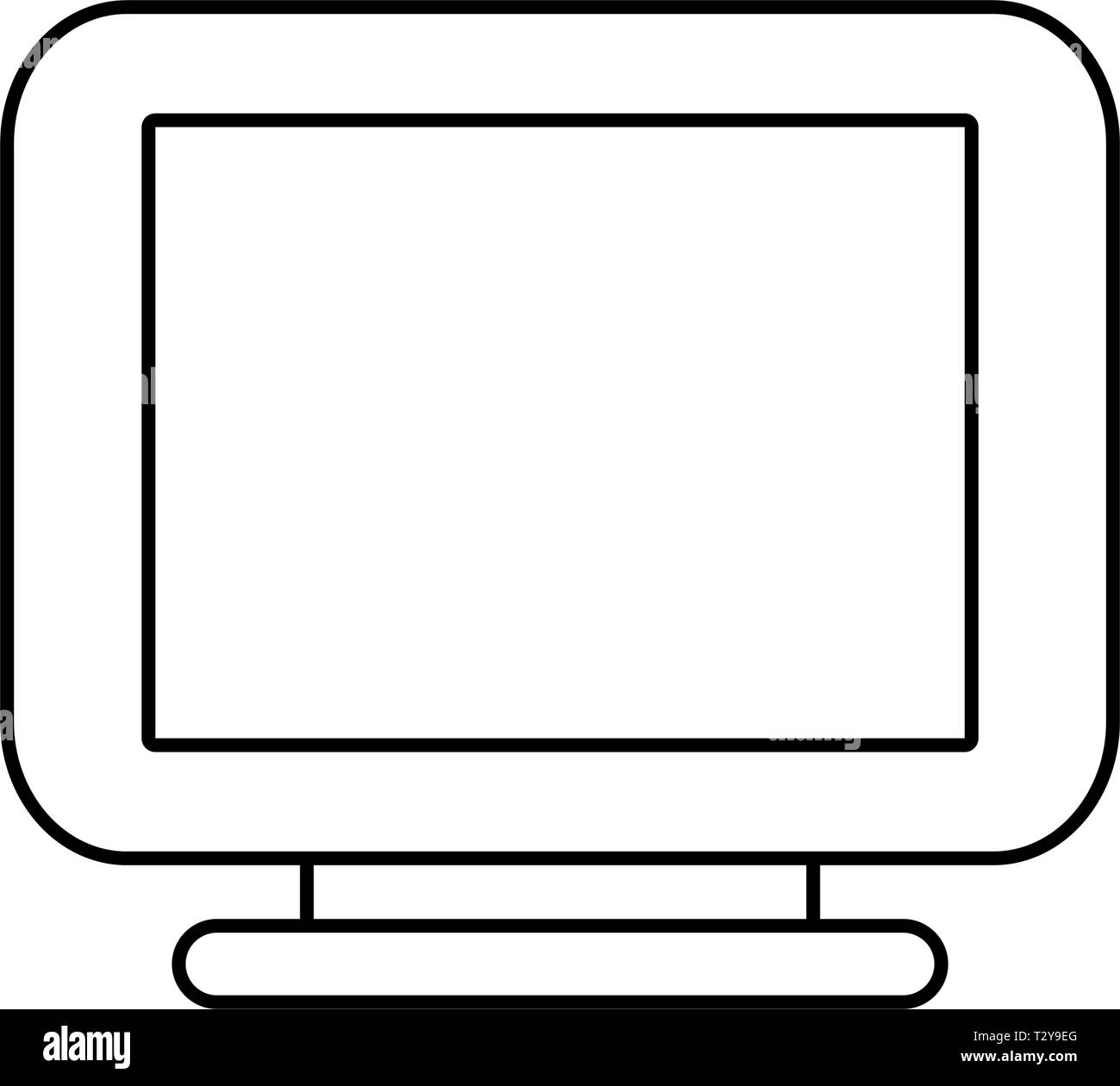computer monitor on white background vector illustration outline Stock ...