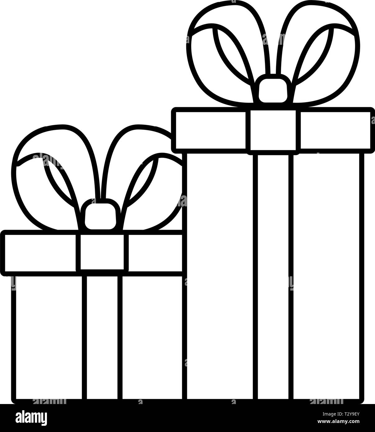 wrapped gift boxes on white background vector illustration outline ...