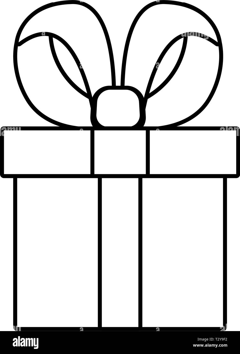 wrapped gift box on white background vector illustration outline Stock ...