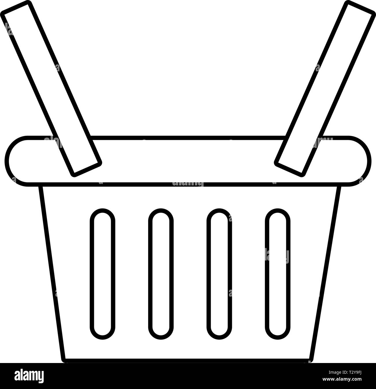 online shopping basket on white background vector illustration outline ...