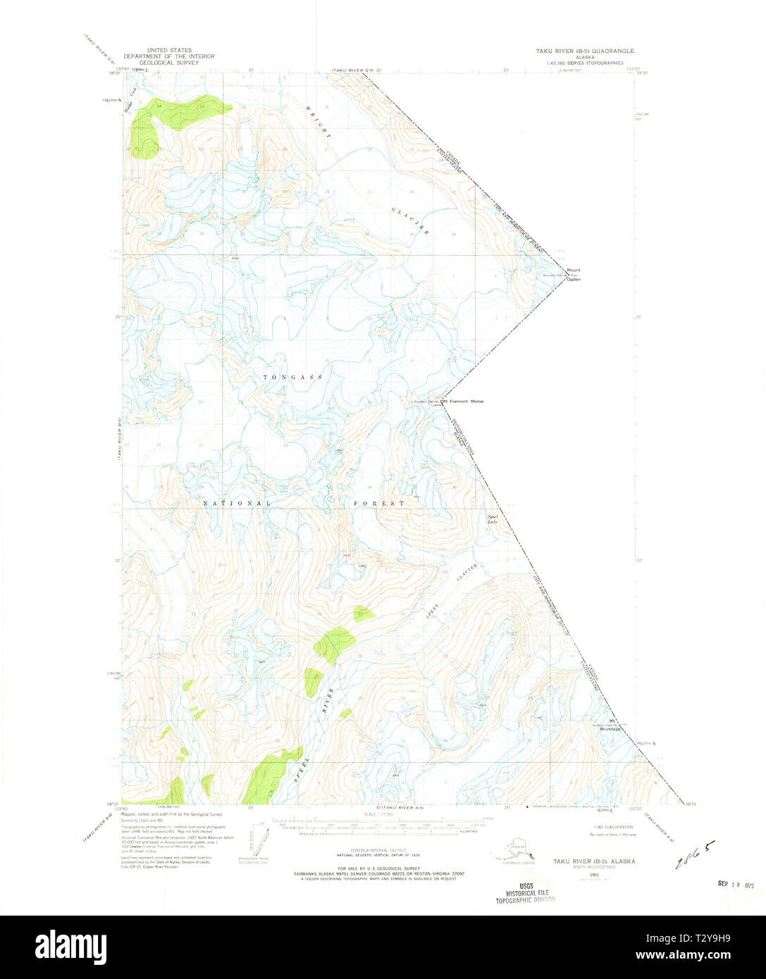 USGS TOPO Map Alaska AK Taku River B-5 359498 1951 63360 Restoration ...