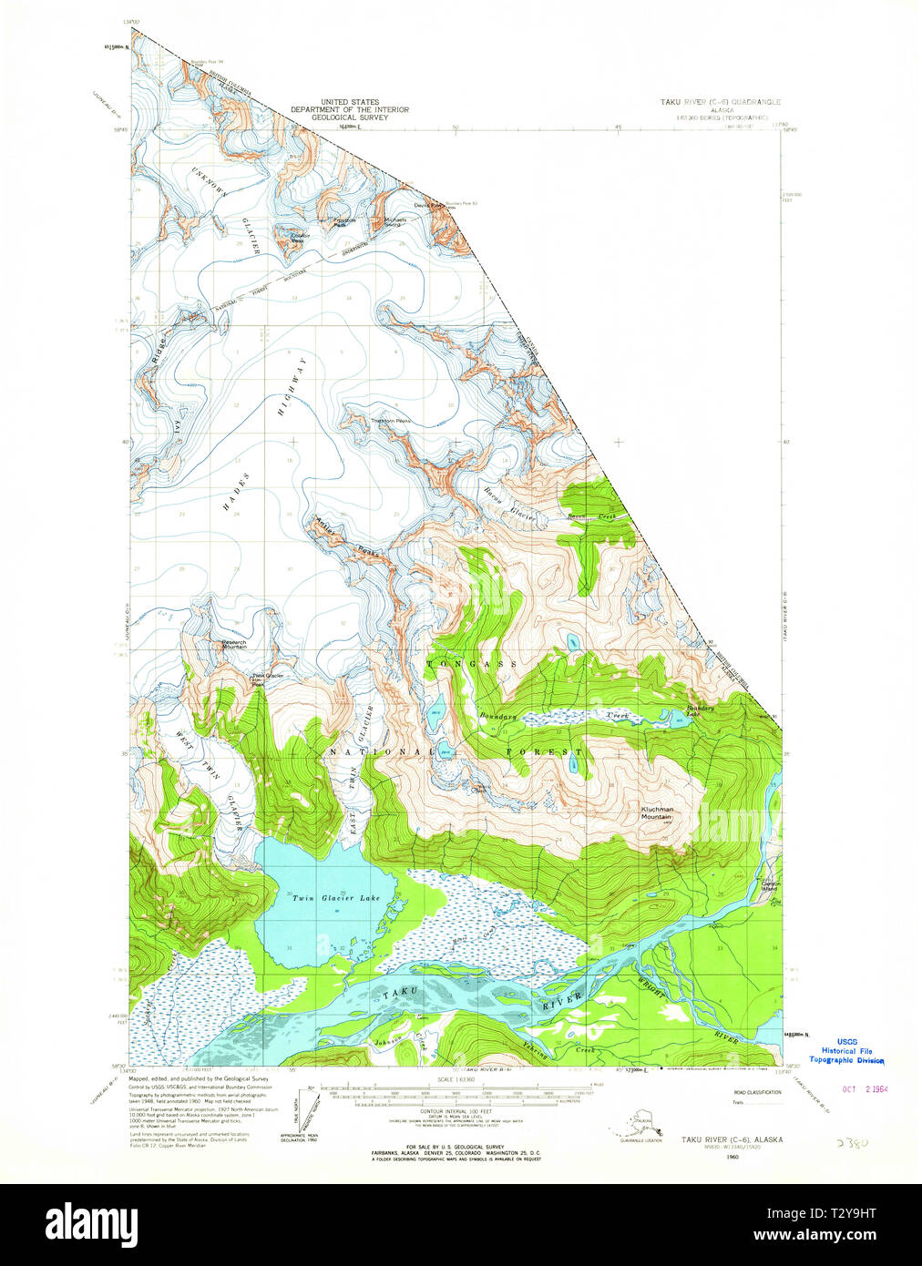 USGS TOPO Map Alaska AK Taku River C-6 359506 1960 63360 Restoration ...