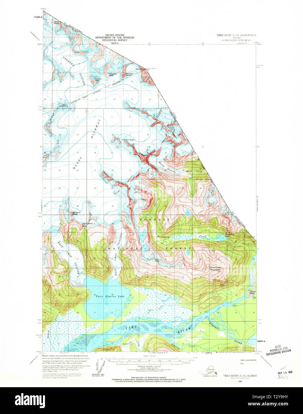USGS TOPO Map Alaska AK Taku River C-6 359507 1960 63360 Restoration ...