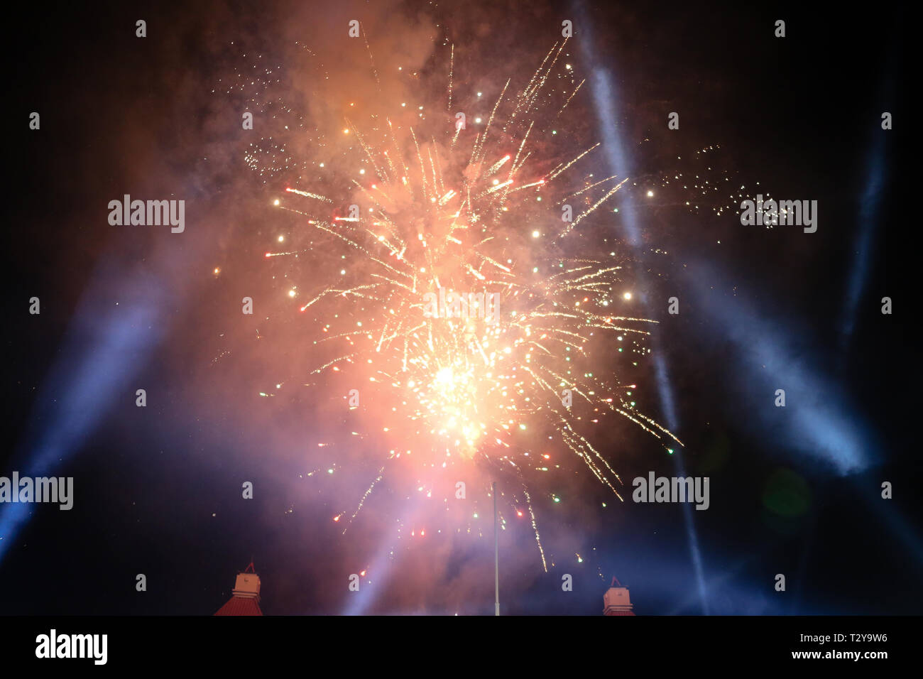Lighting Night Fireworks Stock Photo - Alamy