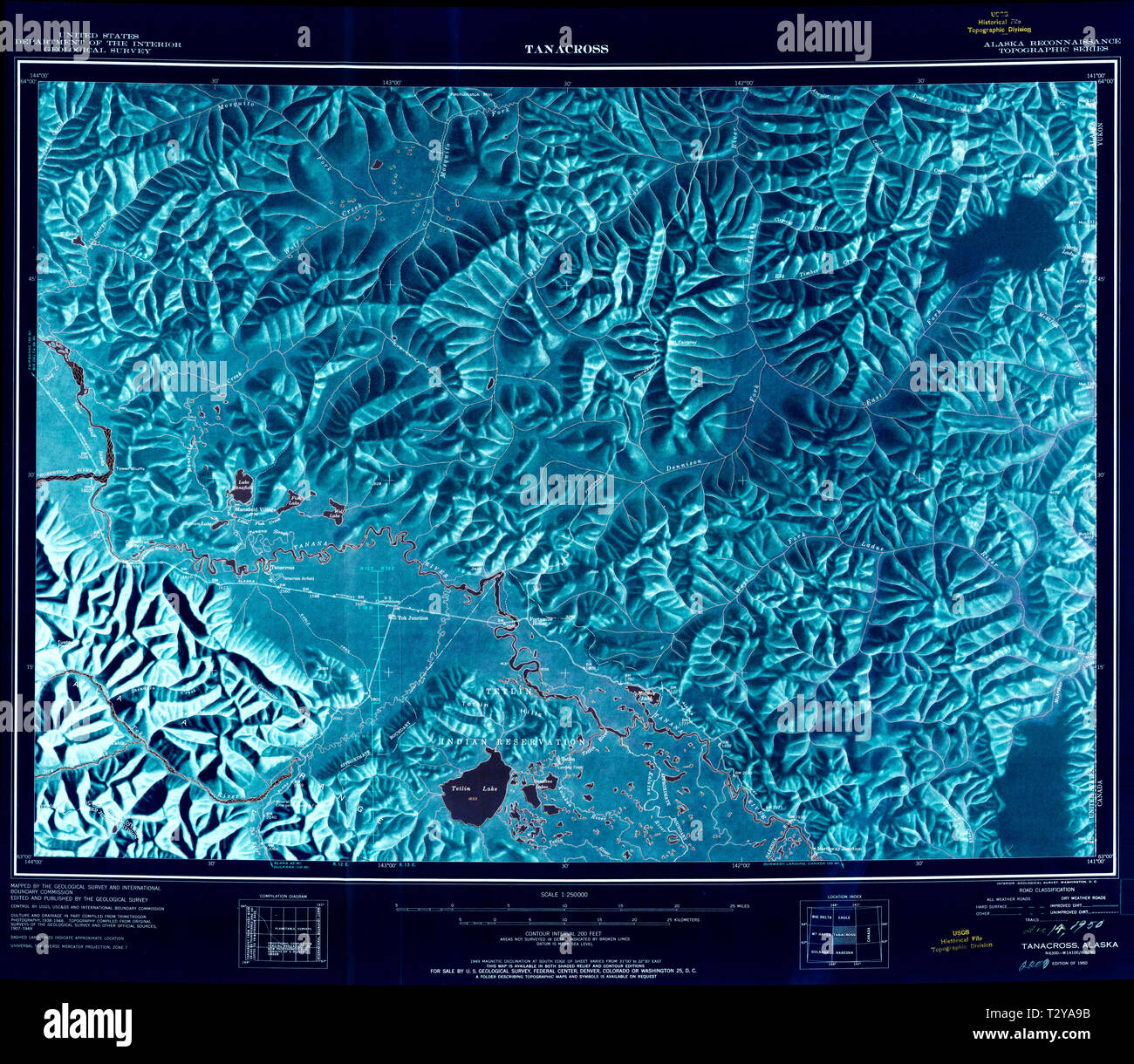 USGS TOPO Map Alaska AK Tanacross 361523 1950 250000 Inverted ...