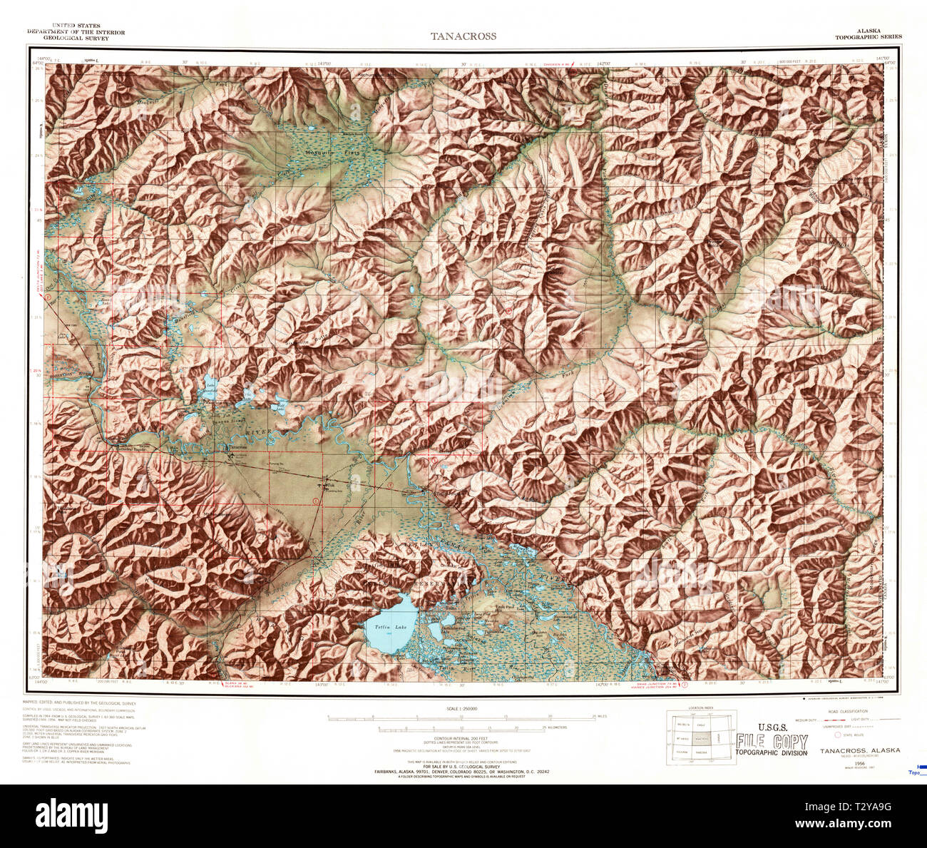 USGS TOPO Map Alaska AK Tanacross 361524 1956 250000 Restoration Stock ...