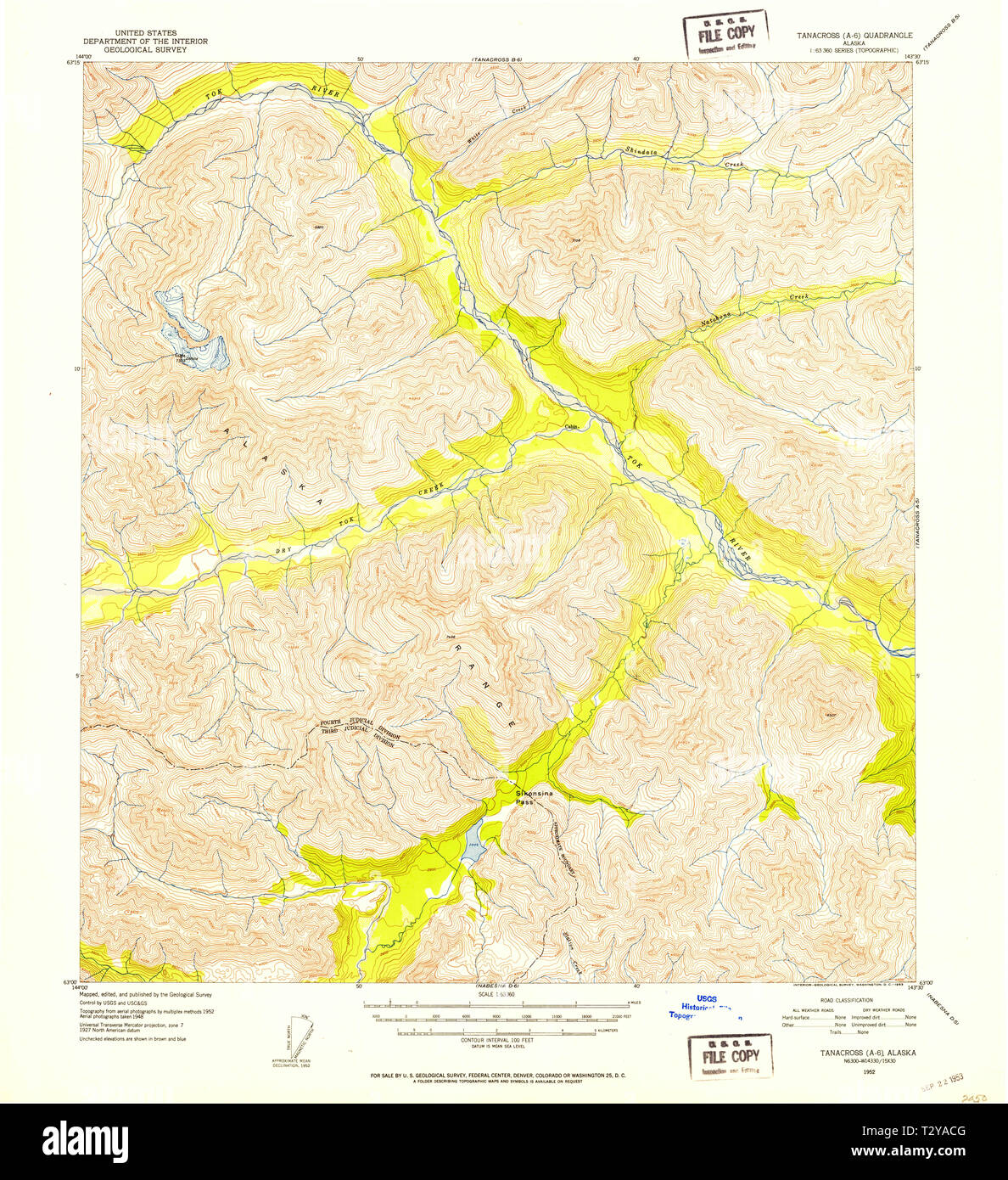 USGS TOPO Map Alaska AK Tanacross A-6 359713 1952 63360 Restoration ...