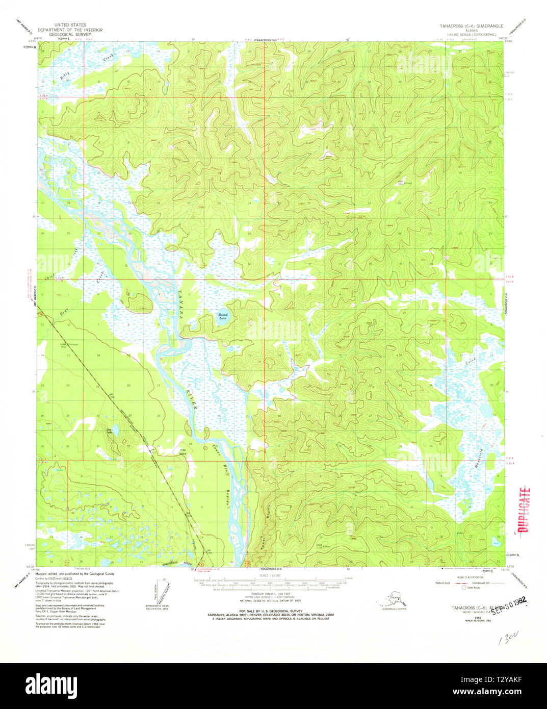 USGS TOPO Map Alaska AK Tanacross C-6 359748 1955 63360 Restoration ...