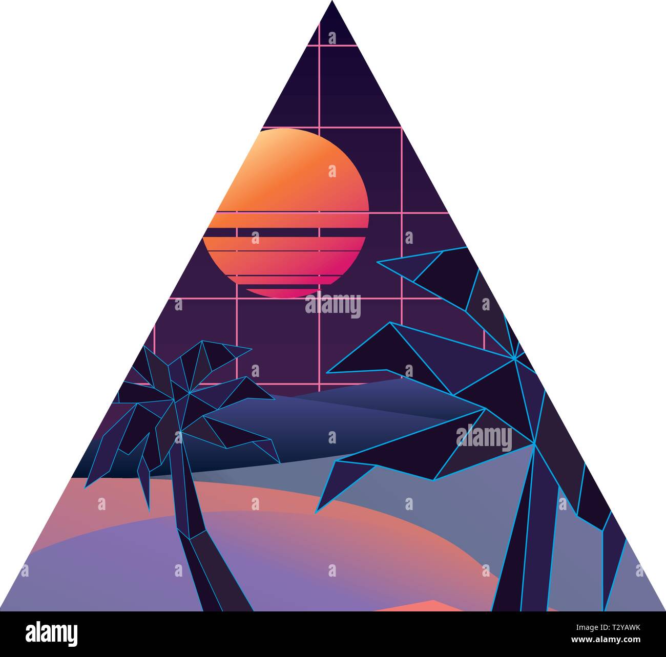 geometric abstract landscape tropical palm vector illustration Stock ...