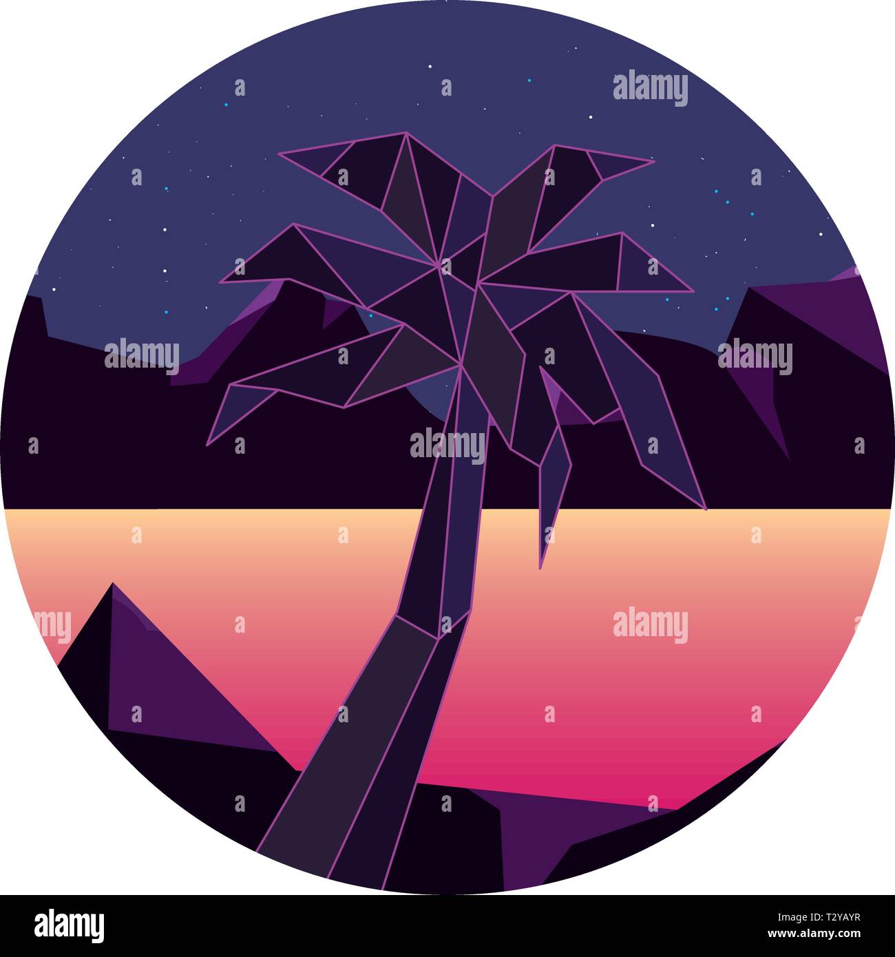geometric abstract landscape tropical palm vector illustration Stock ...
