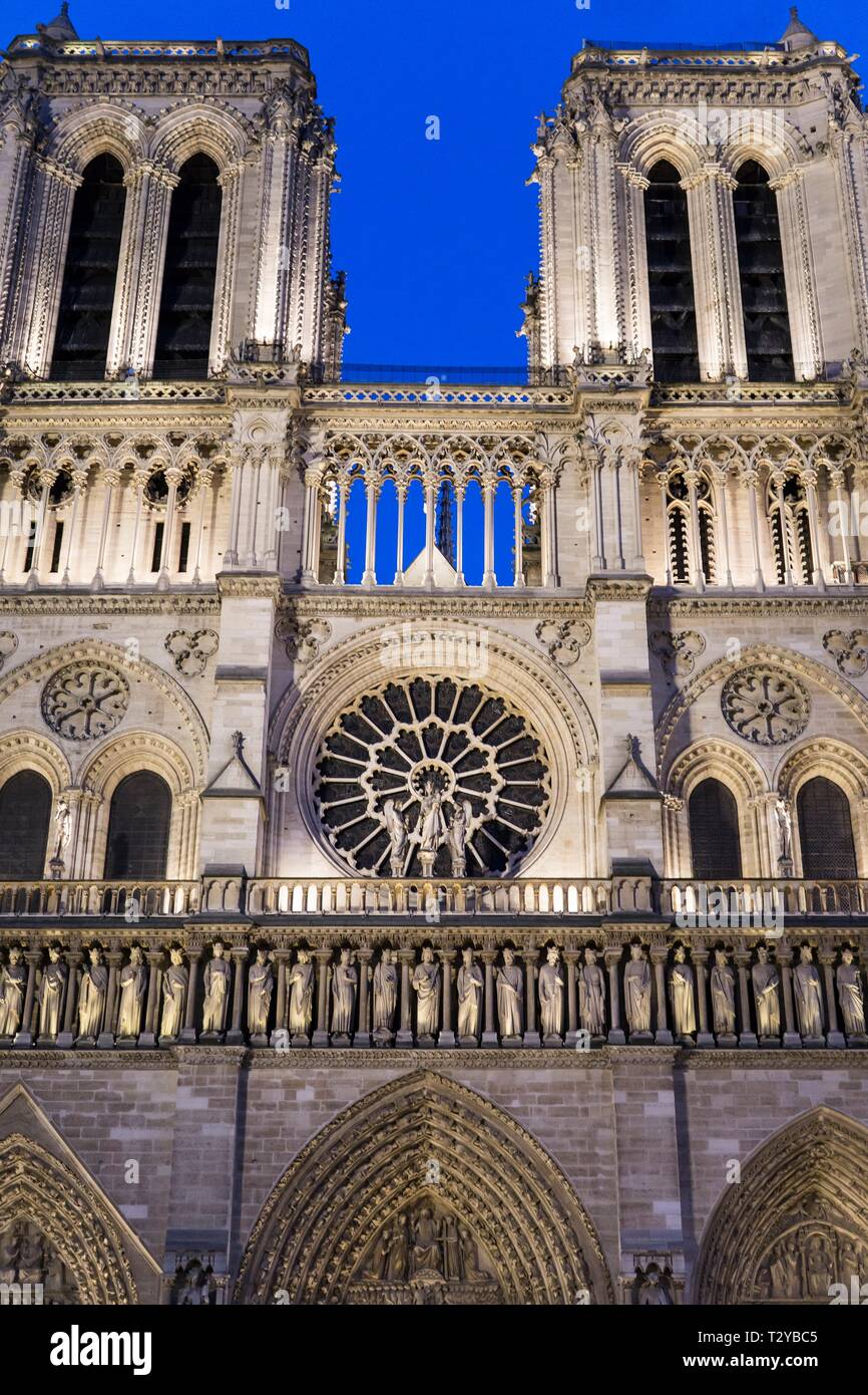 Cathedral Notre-Dame de Paris (1163-1345),The western facade, France ...