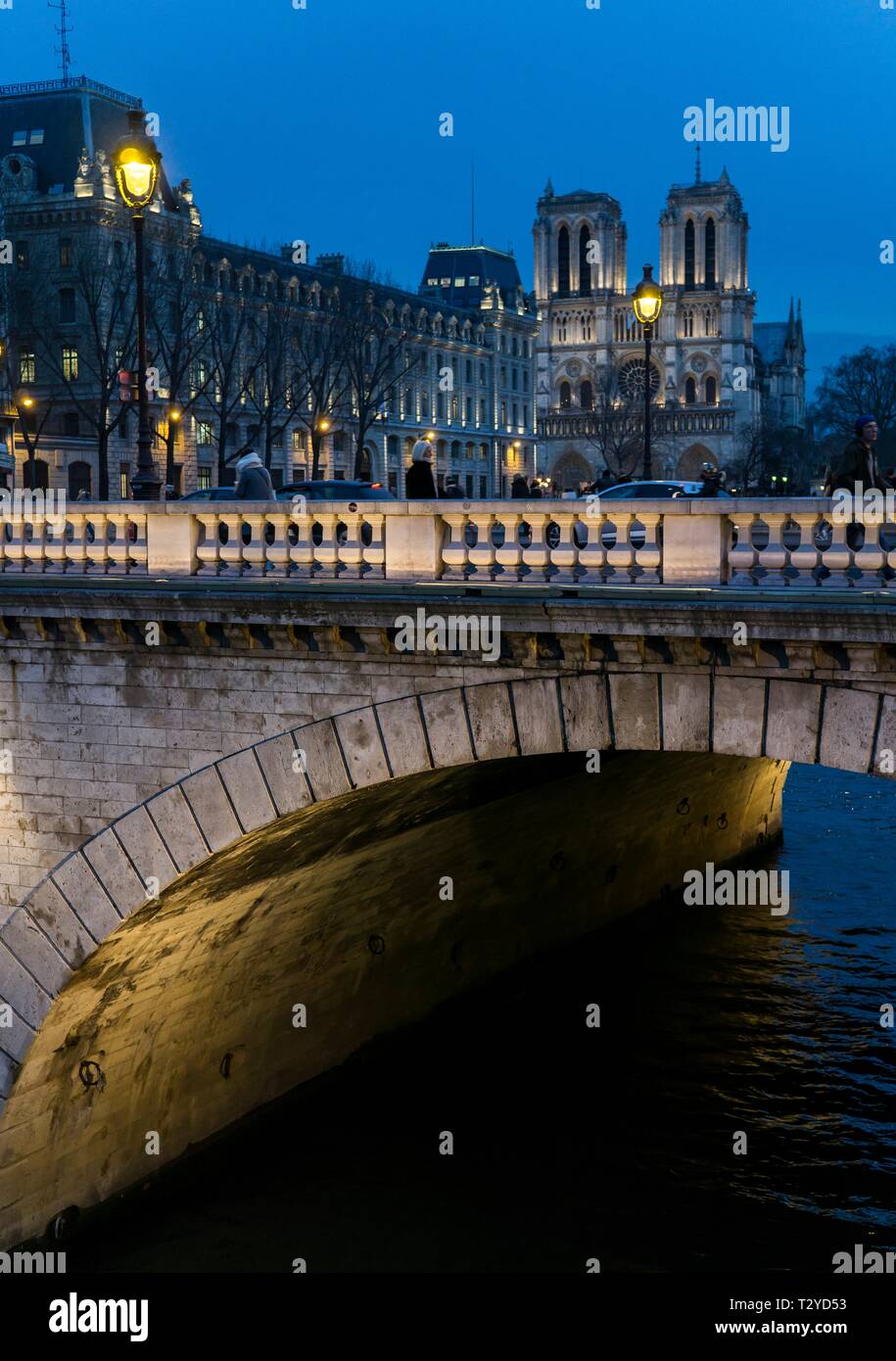 Cathedral Notre-Dame de Paris (1163-1345) and the Seine river, France ...
