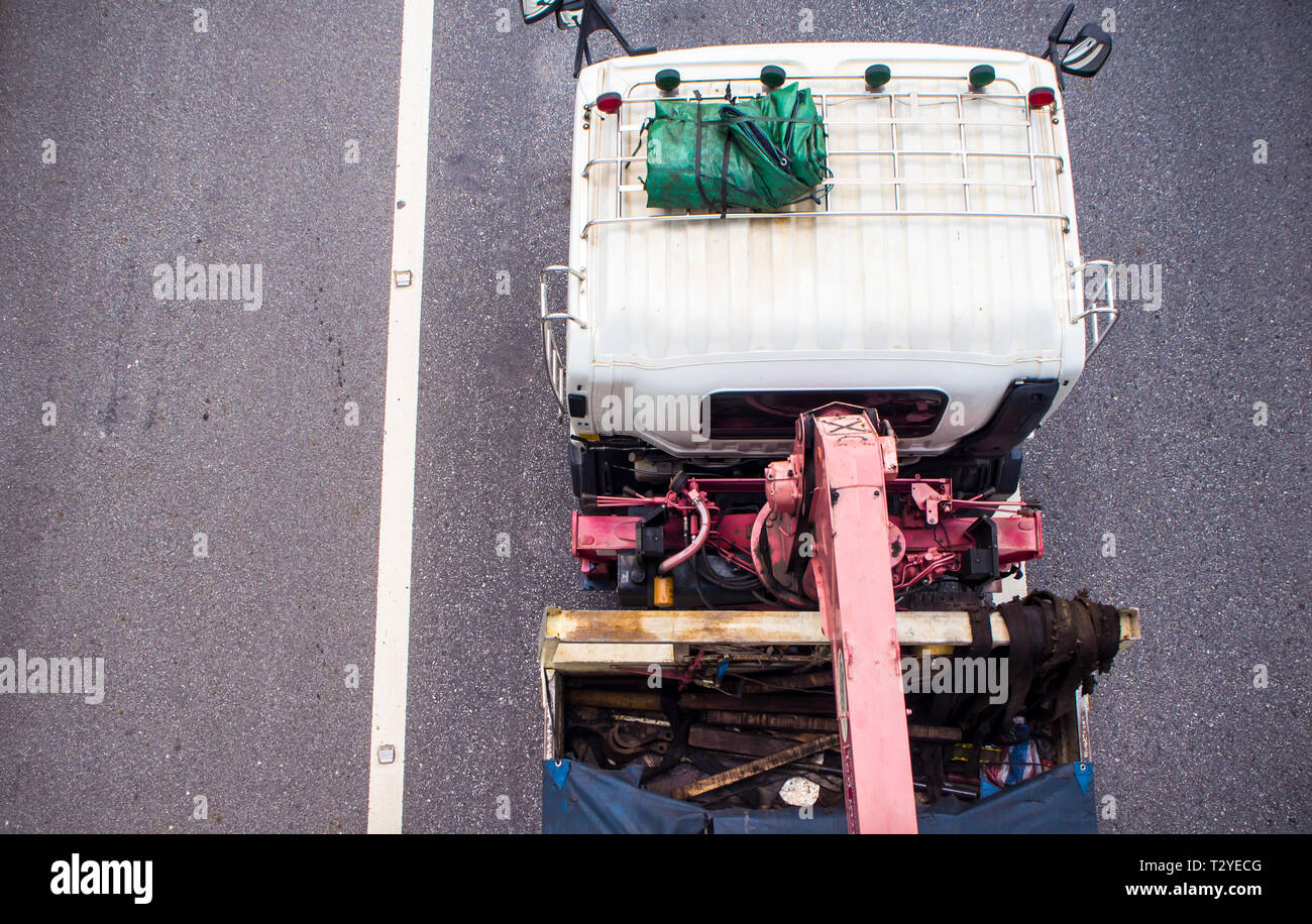 Top view of transportation truck on road Stock Photo - Alamy