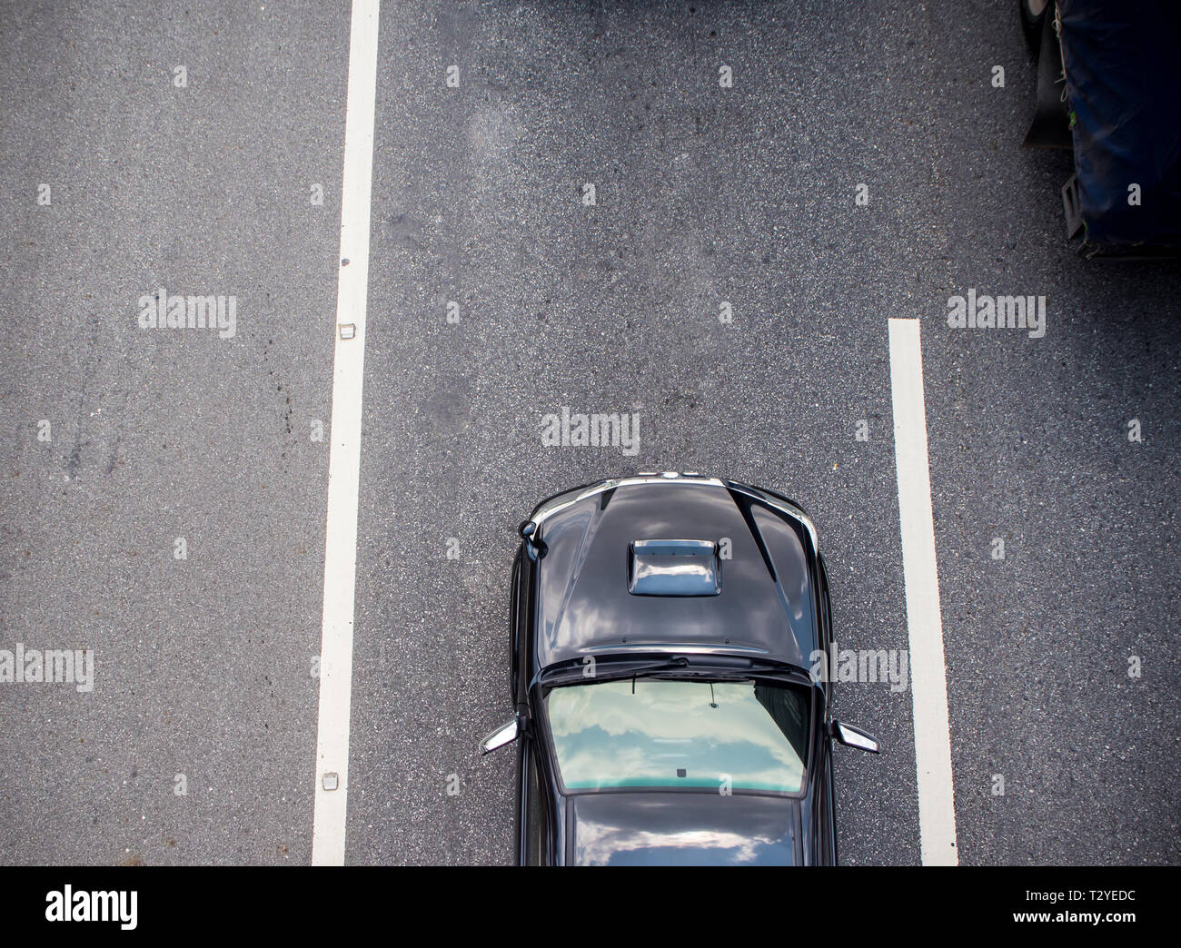 Top view of car on road Stock Photo - Alamy