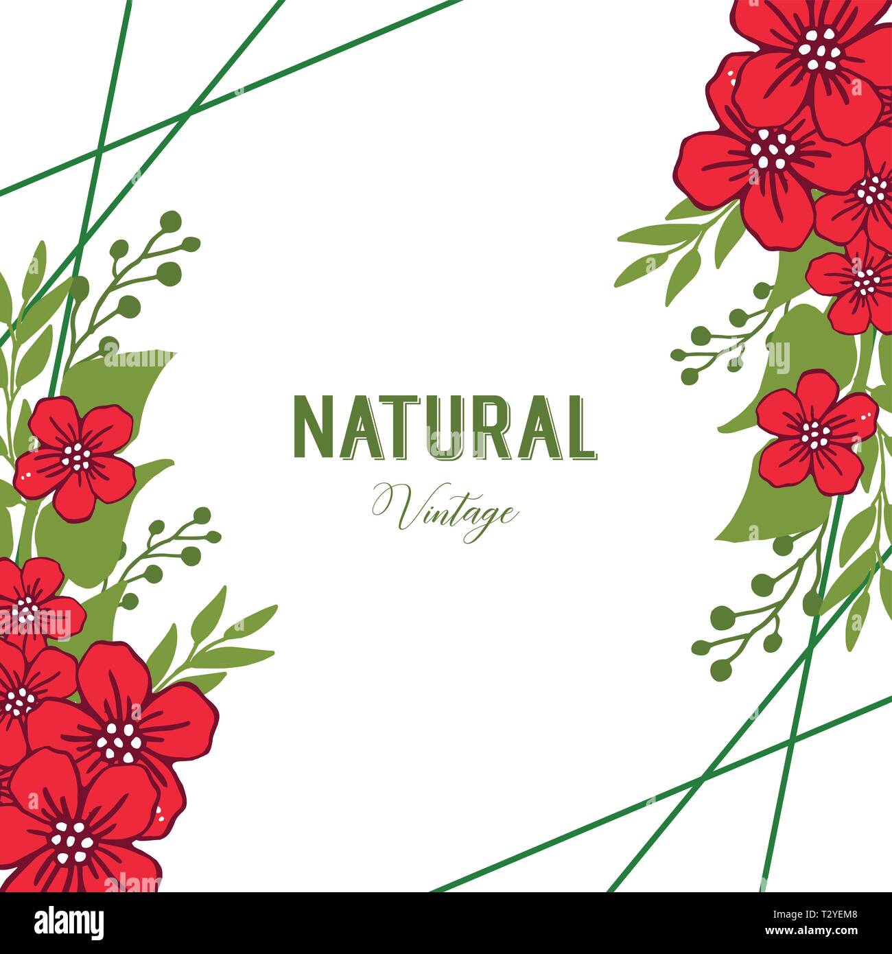 Vector illustration lettering of natural vintage with ornate leaf ...