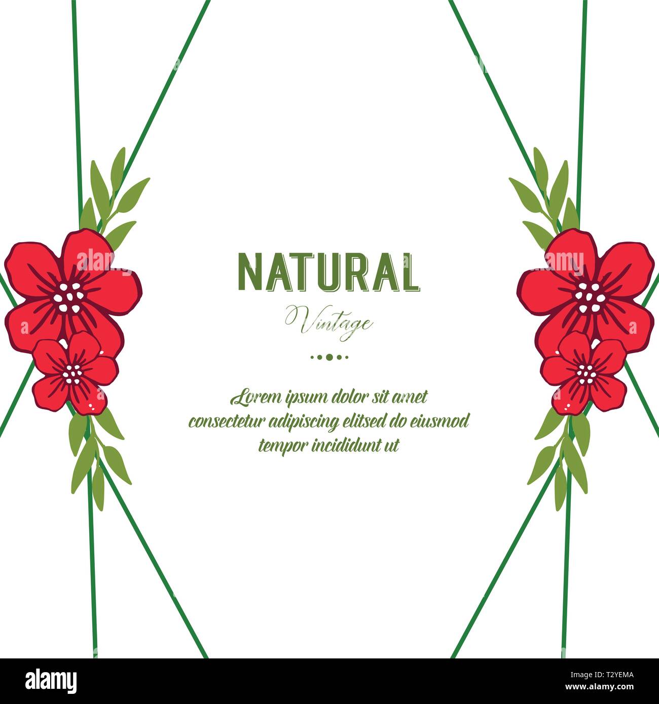 Vector illustration lettering of natural vintage with ornate leaf ...