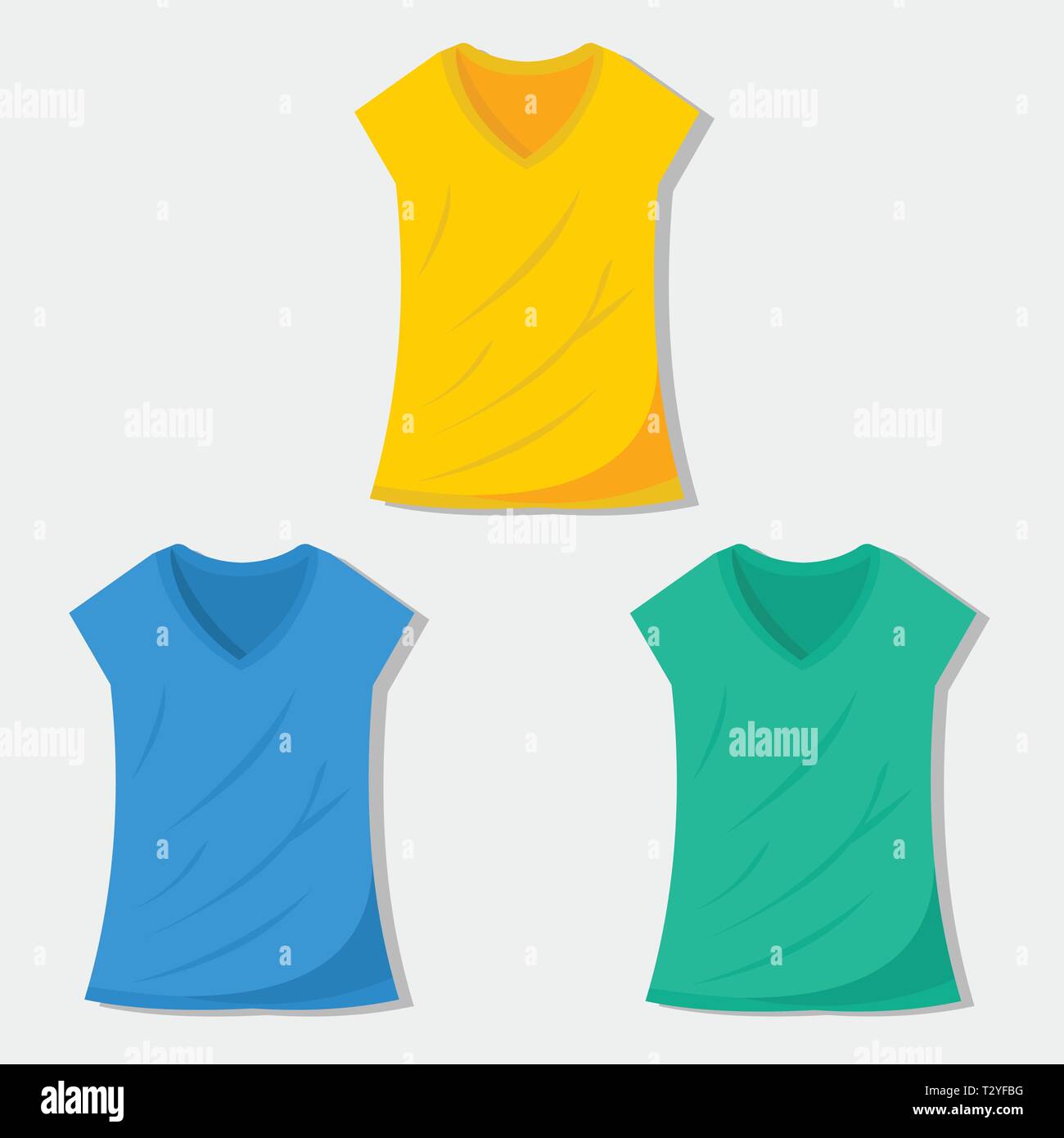 tee ladies short sleeve vector illustration set Stock Vector Image ...
