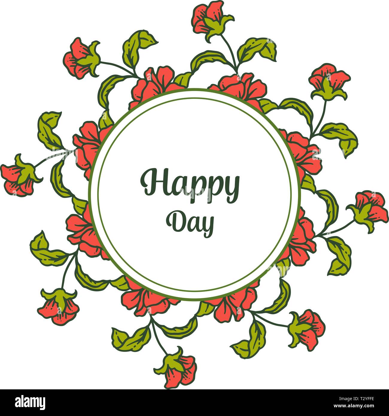 Vector illustration leaf flower frame for card invitation happy day ...
