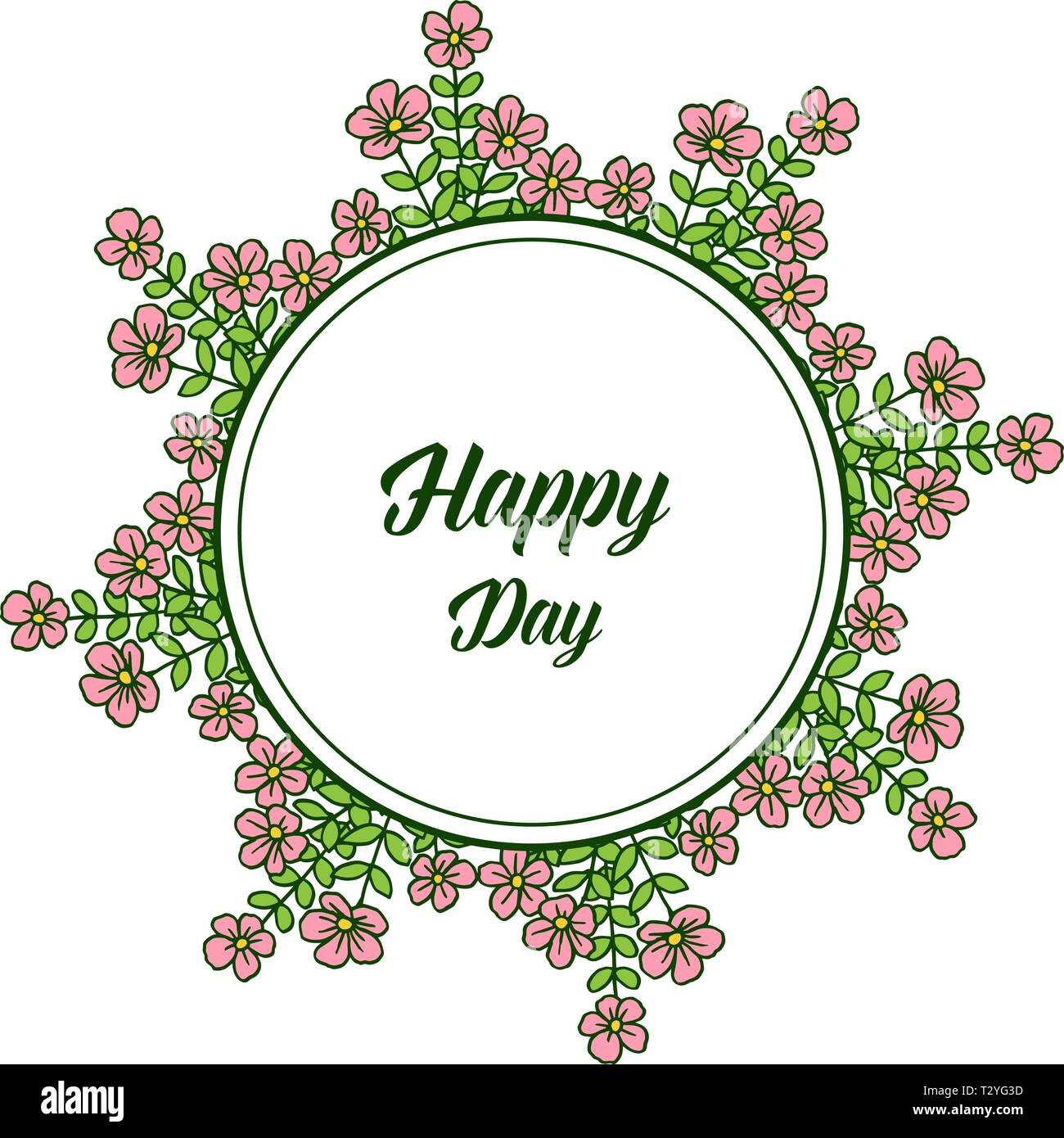 Vector illustration card invitation happy day with leaf green flower ...