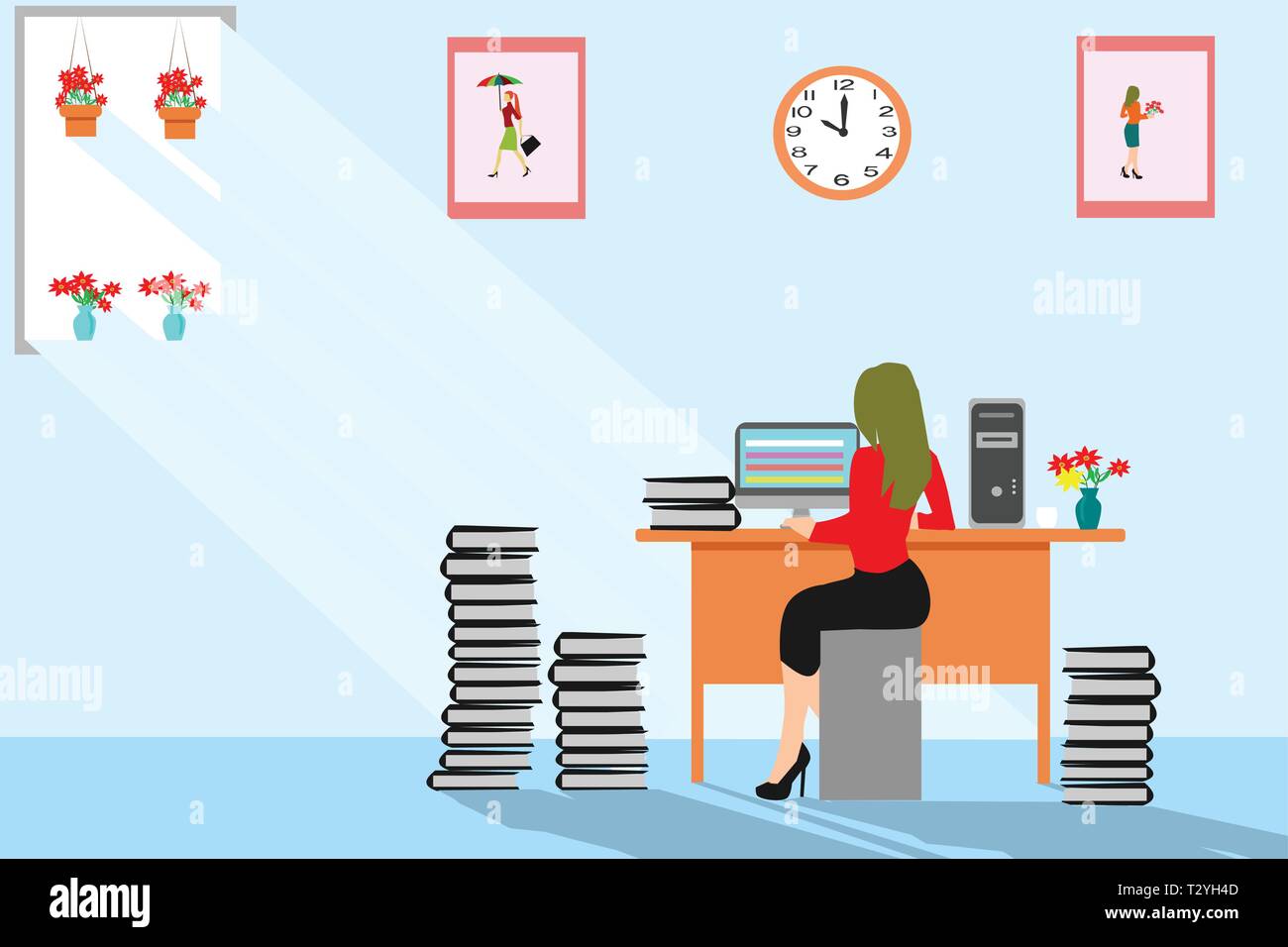 Documents on working table Stock Vector Images - Alamy