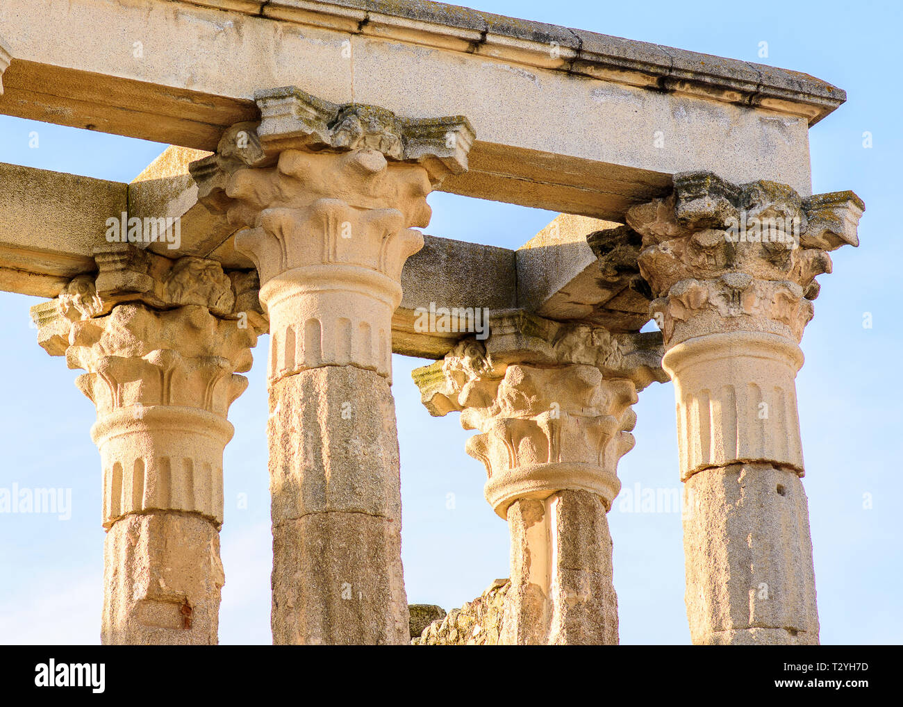 Columns with corinthian capitals in the Diana roman temple. Built in ...