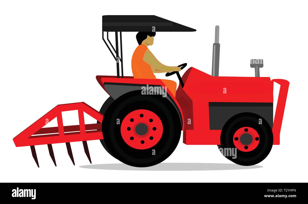 Red tractor on field Cut Out Stock Images & Pictures - Alamy