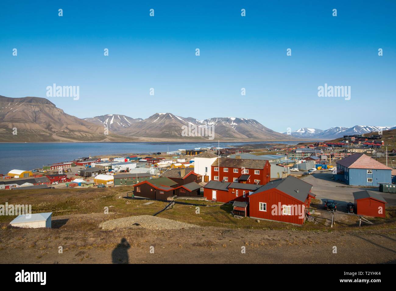 View over Longyearbyen, capital of Spitsbergen, Svalbard, Arctic ...