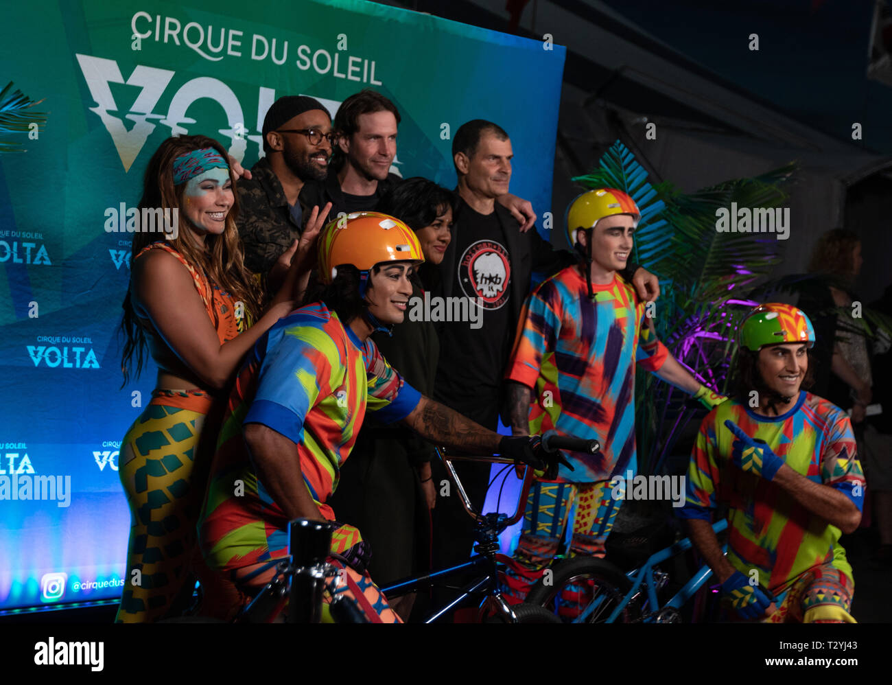 April 3, 2019 - BMX legend Mat Hoffman, third from right, smiles for a ...