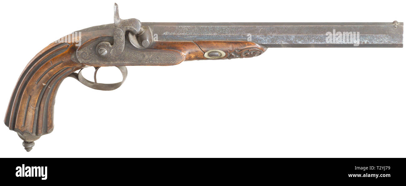 Small arms, pistols, caplock pistol, caliber 12 mm, Liege, Belgium ...