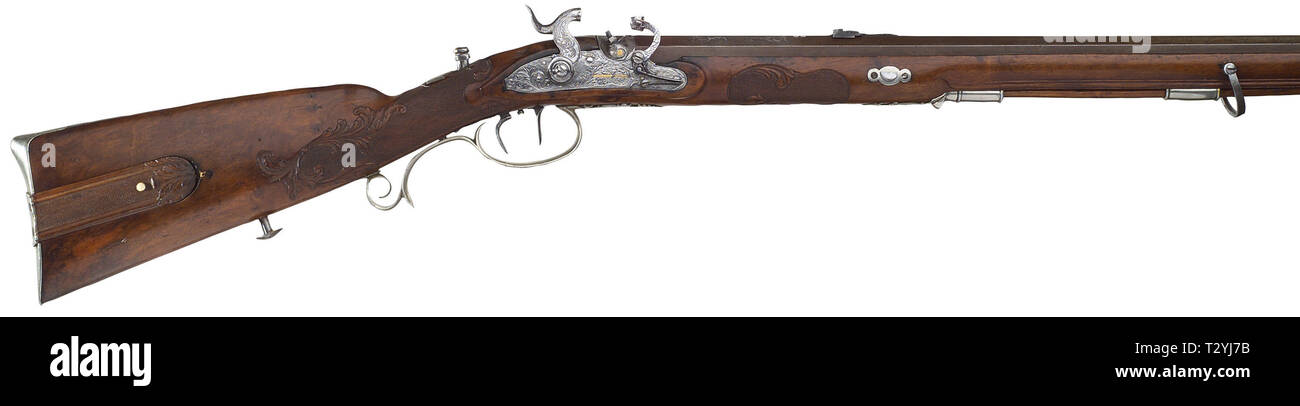 Civil long arms, flintlock and caplock, luxury caplock rifle, Suhl ...