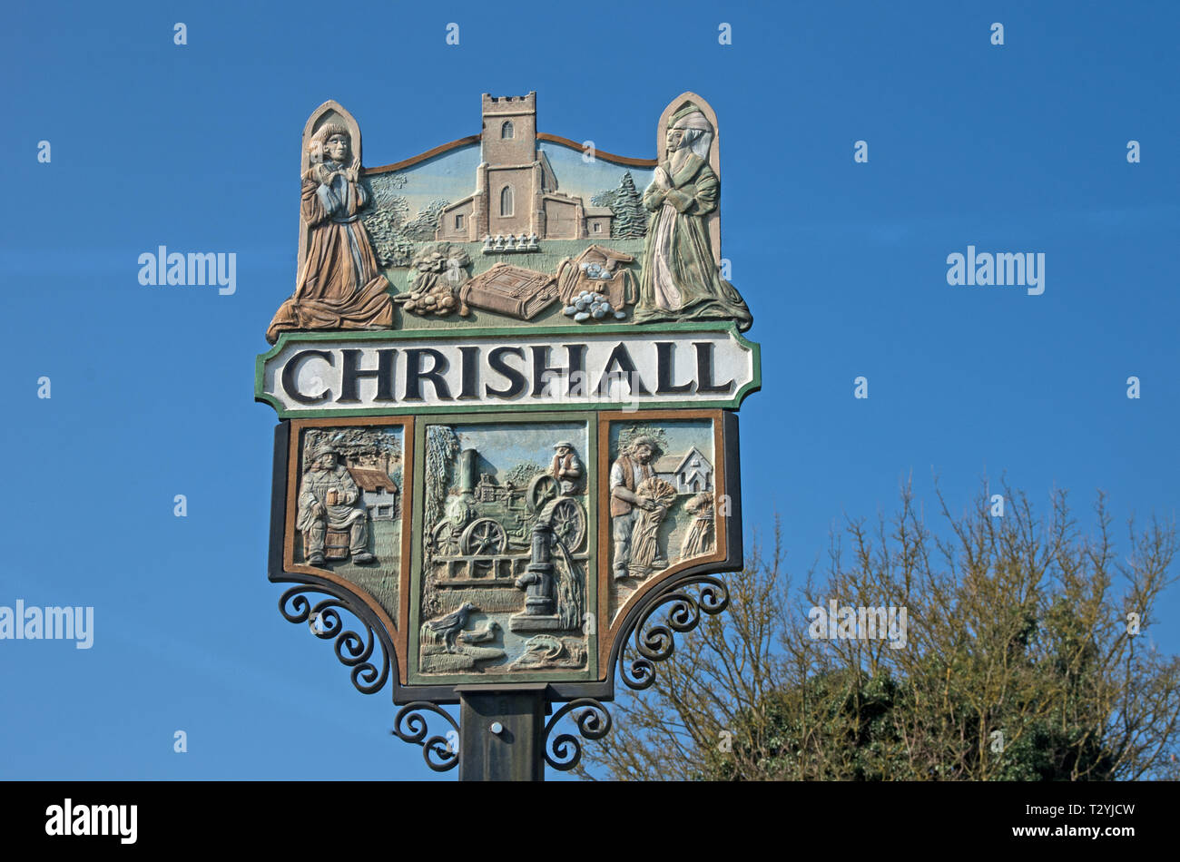 Chrishall Village Sign Essex Stock Photo - Alamy