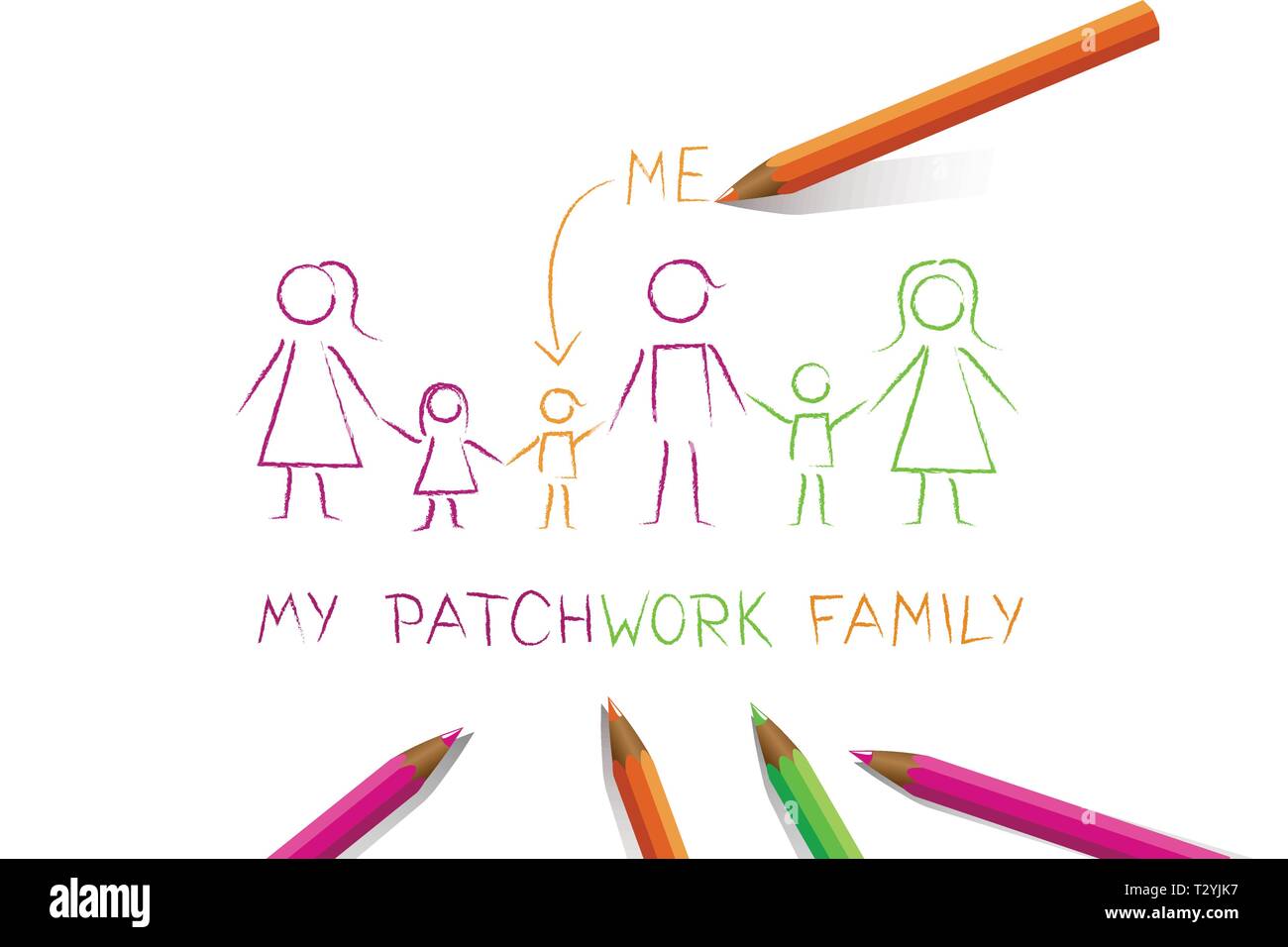 Children drawing divorce parents Stock Vector Images - Alamy