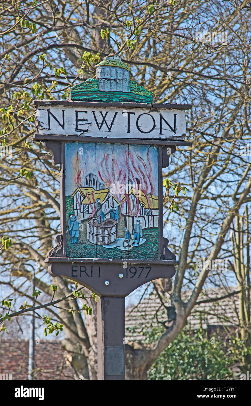 Newton Village Sign Bedfordshire Stock Photo - Alamy