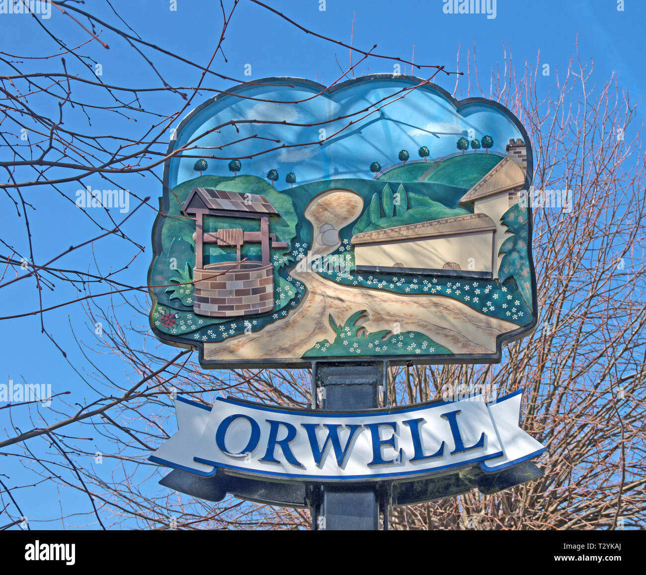 Orwell Village Sign Cambridgeshire Stock Photo - Alamy