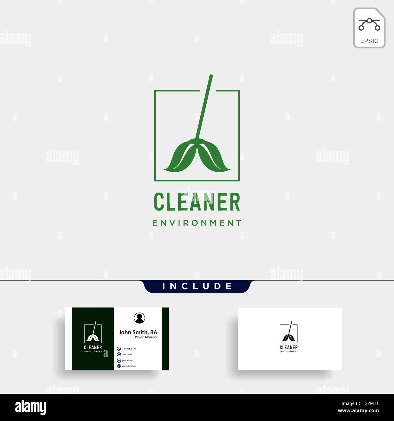 cleaner green environment simple logo template vector illustration ...