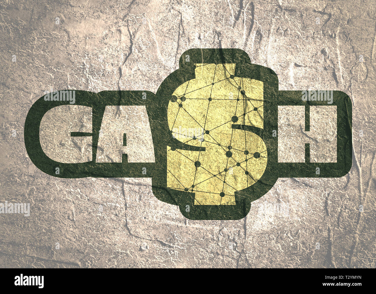 Yellow cash text. Cash sticker. Relative for retail business. S letter ...