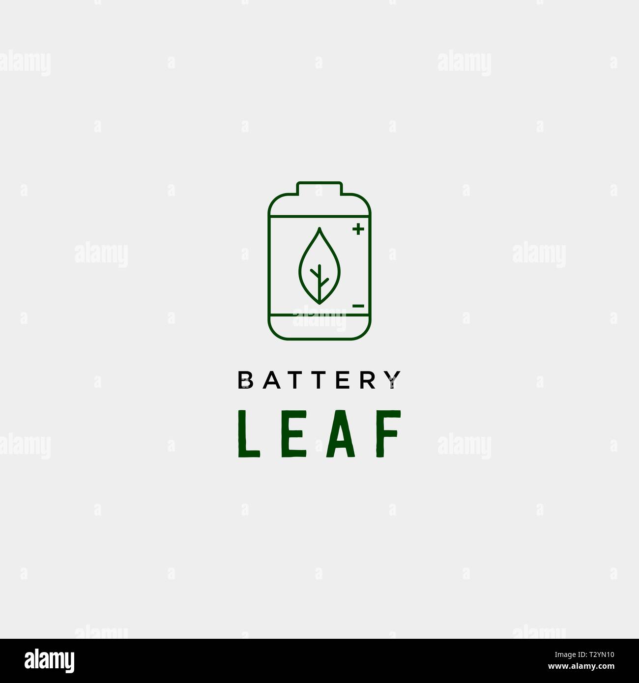 battery leaf eco nature energy renewable simple logo template vector ...