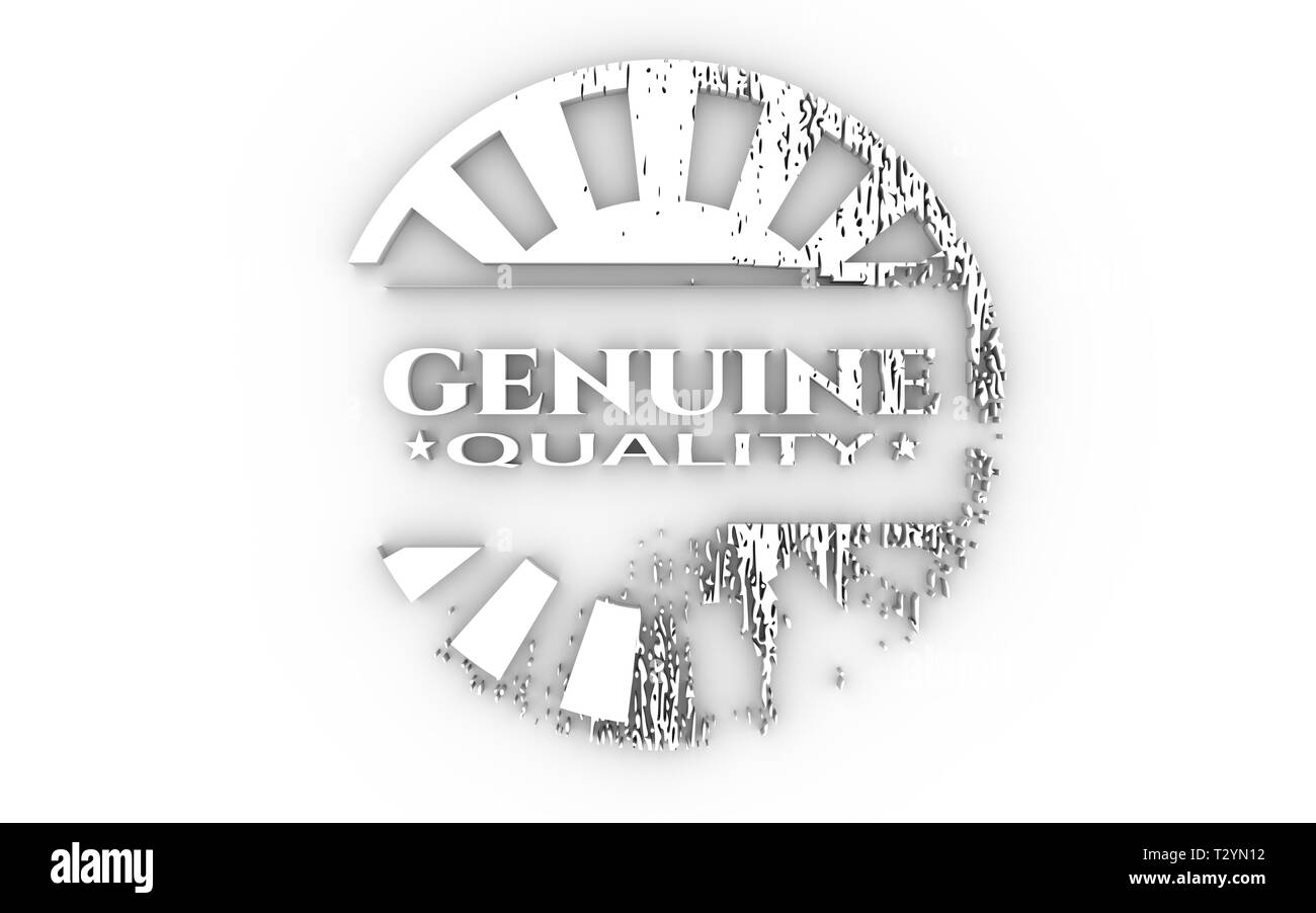 Stamp icon. Graphic design elements. 3D rendering. Genuine quality text ...