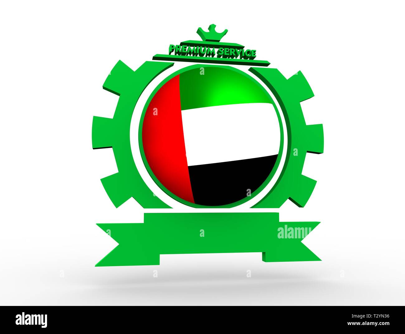 Sphere textured by flag of the United Arab Emirates in gear shape ...