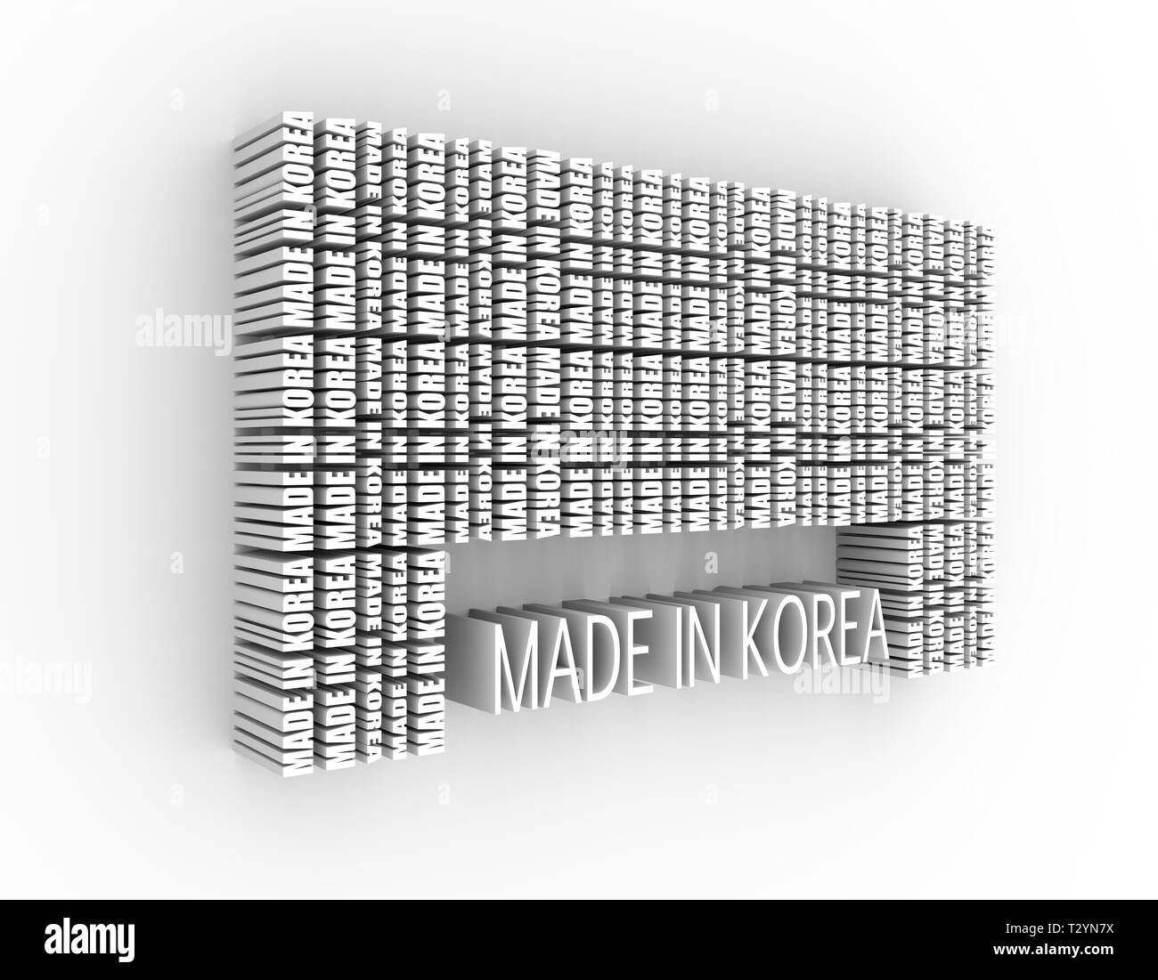 Made in Korea bar code. Lines consist of words. 3D rendering Stock ...