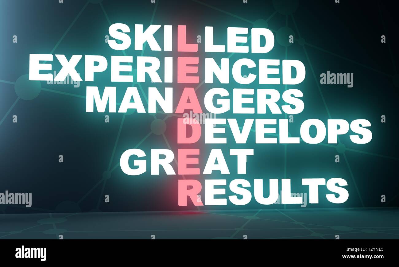 Acronym Leader. 3D rendering. Neon bulb illumination Stock Photo - Alamy