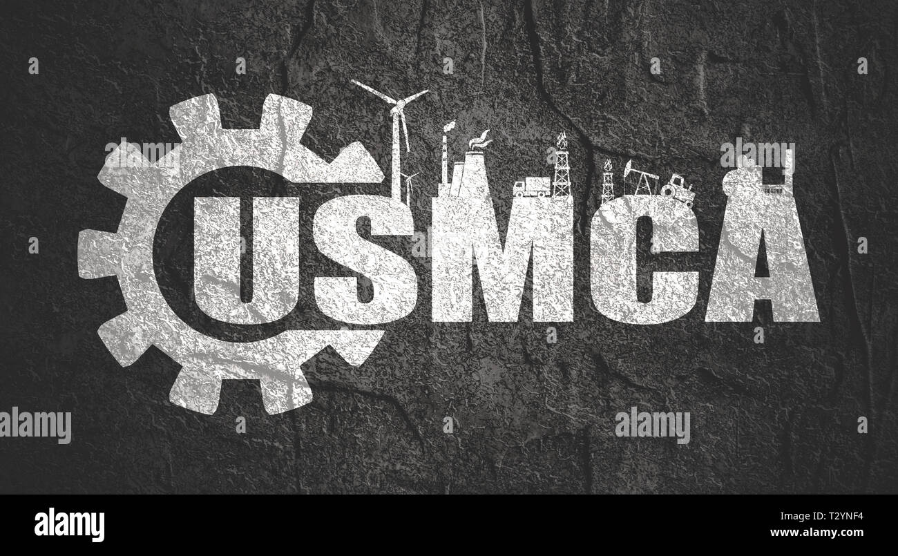 USMCA - United States Mexico Canada Agreement. Decorated USMCA letters ...