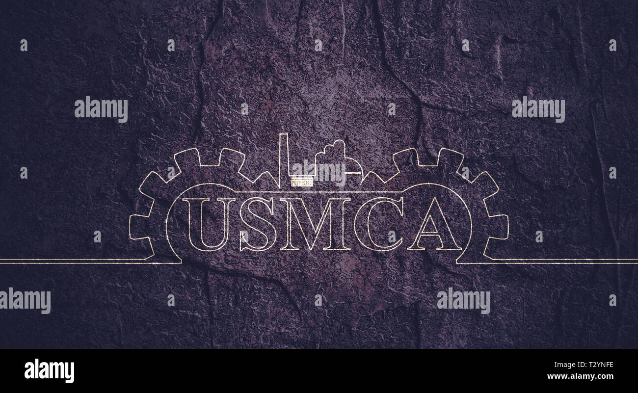 USMCA - United States Mexico Canada Agreement. Decorated USMCA letters ...