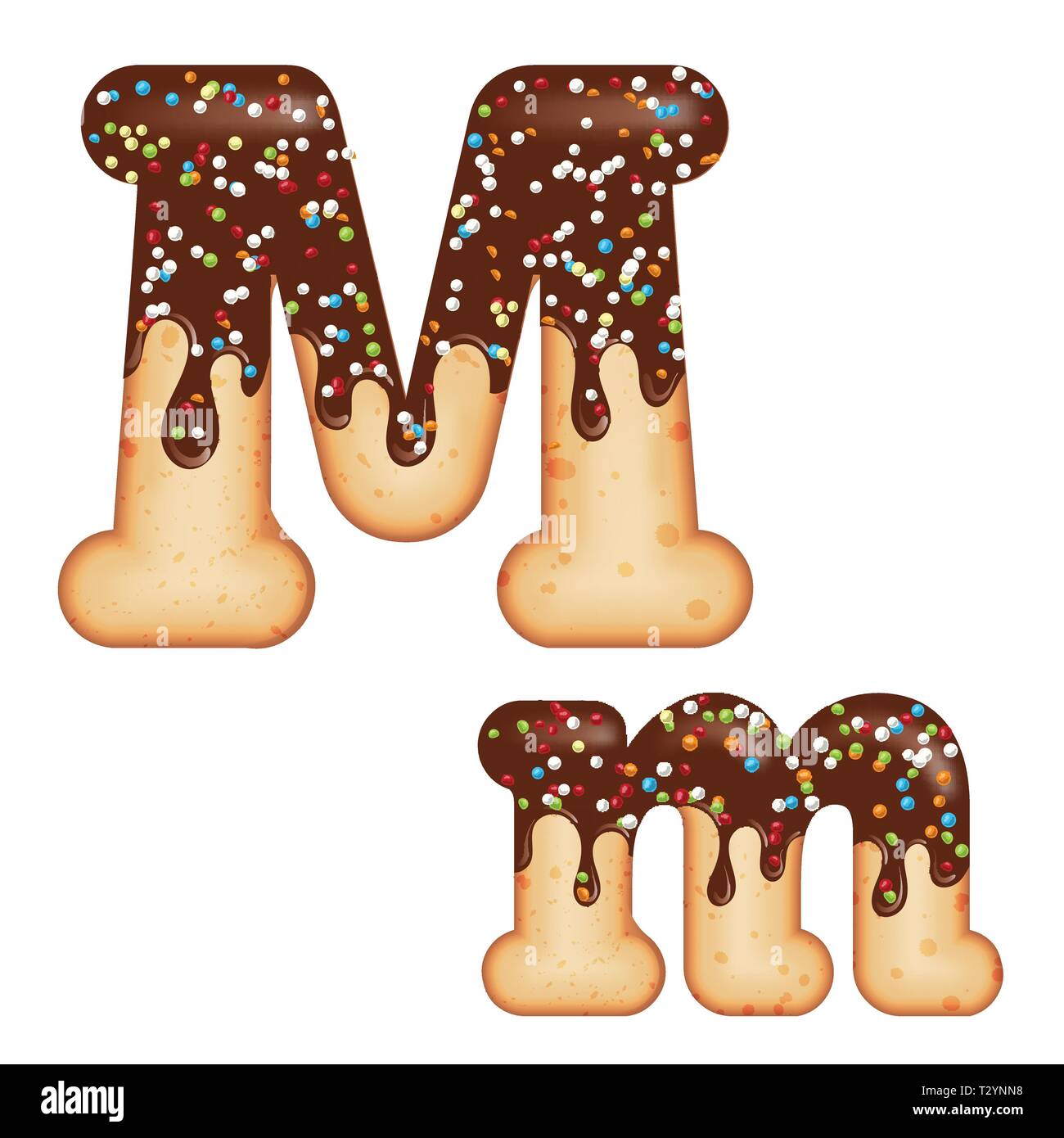 Tempting typography. Font design. Icing letter. Sweet 3D donut letter M ...