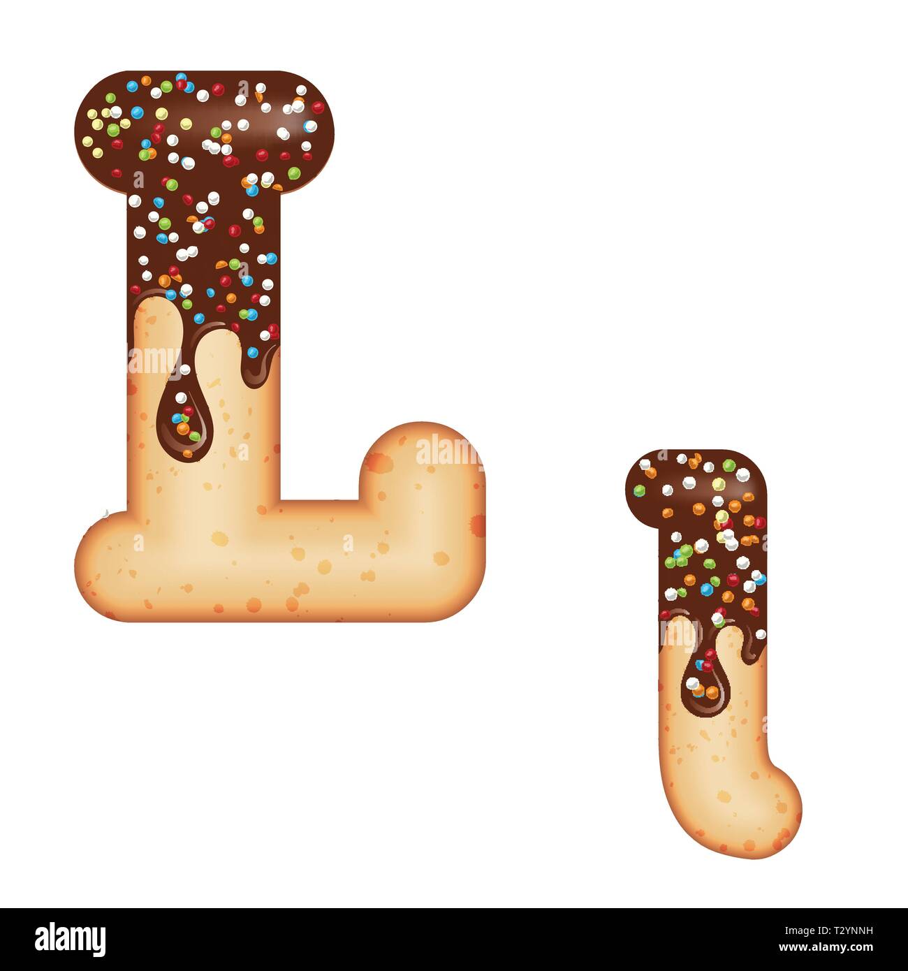 Tempting typography. Font design. Icing letter. Sweet 3D donut letter L ...